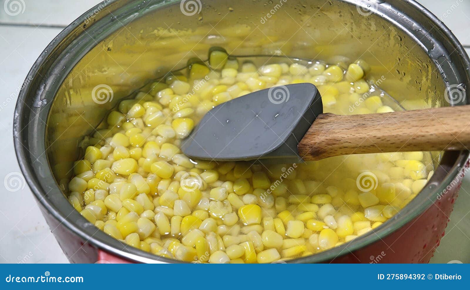 Cooking Pot with Kernel Corn and Spoon Stock Photo - Image of eating ...