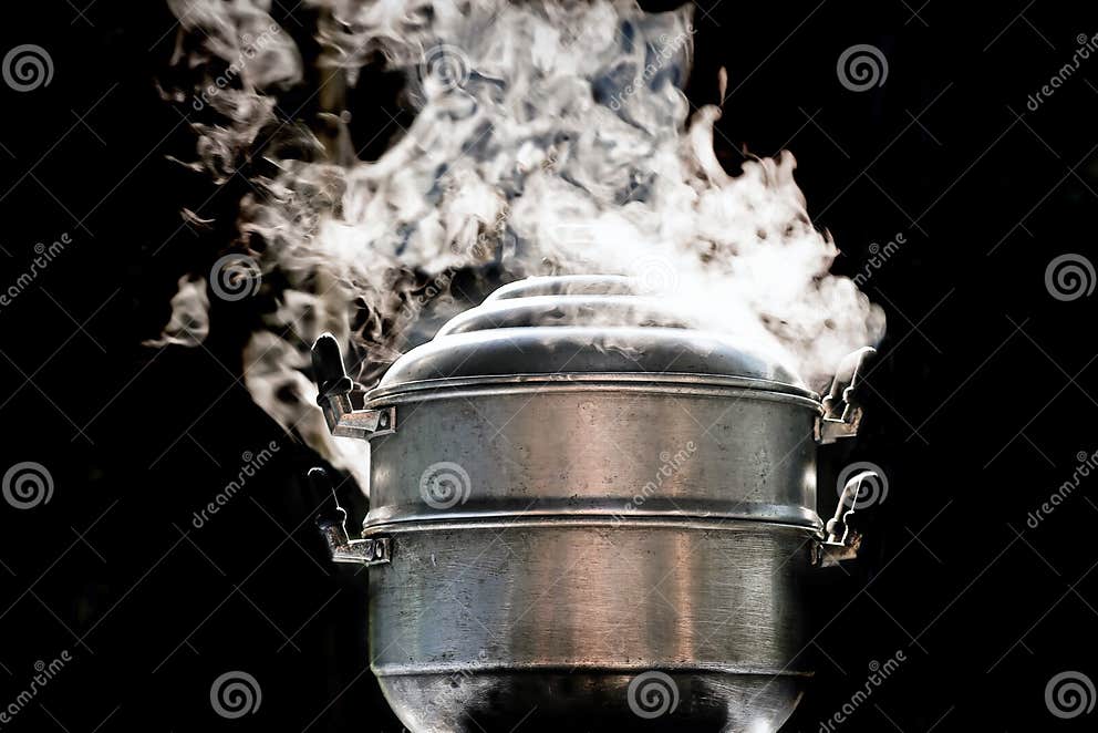Cooking pot in kitchen stock photo. Image of orange, kettle - 64710194