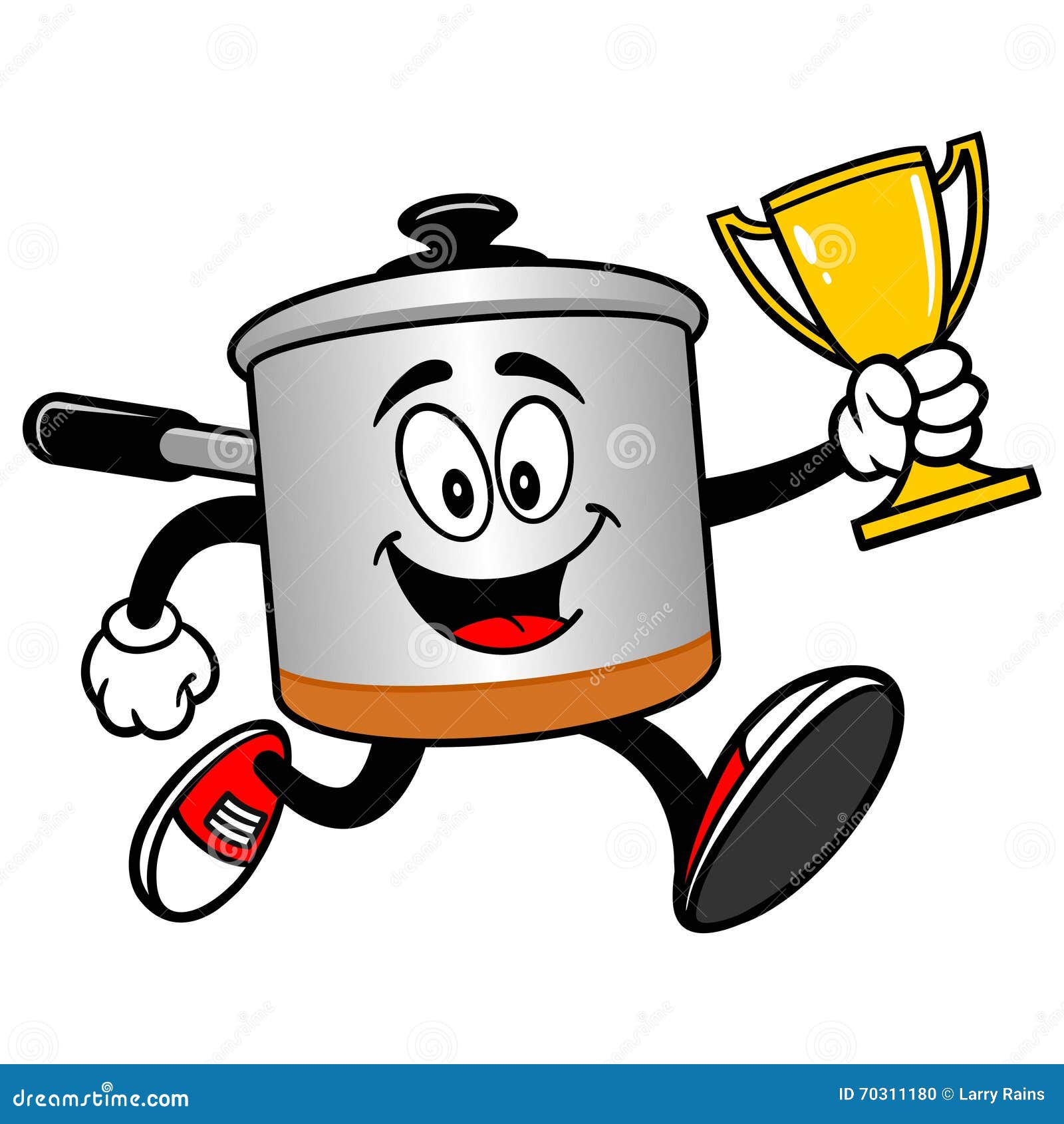 Cooking Pot Running with a Trophy Stock Illustration - Illustration of ...