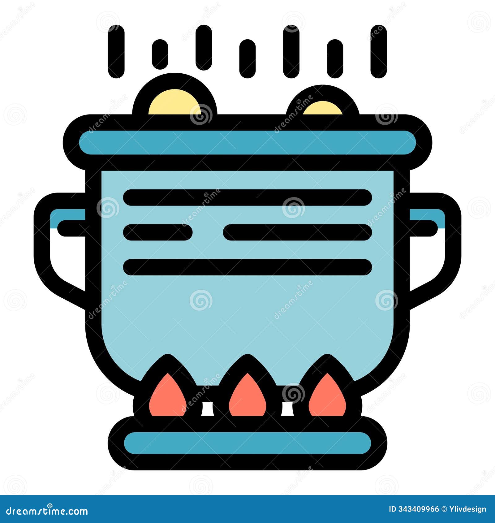 Cooking Pot Simmering on Burning Stove Top Icon Vector Outline Stock ...