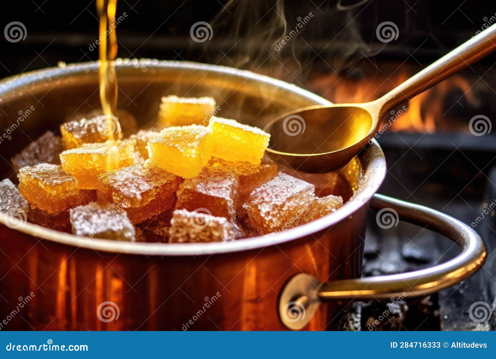 Cooking Pot with Simmering Sugar Syrup for Turkish Delight Stock ...