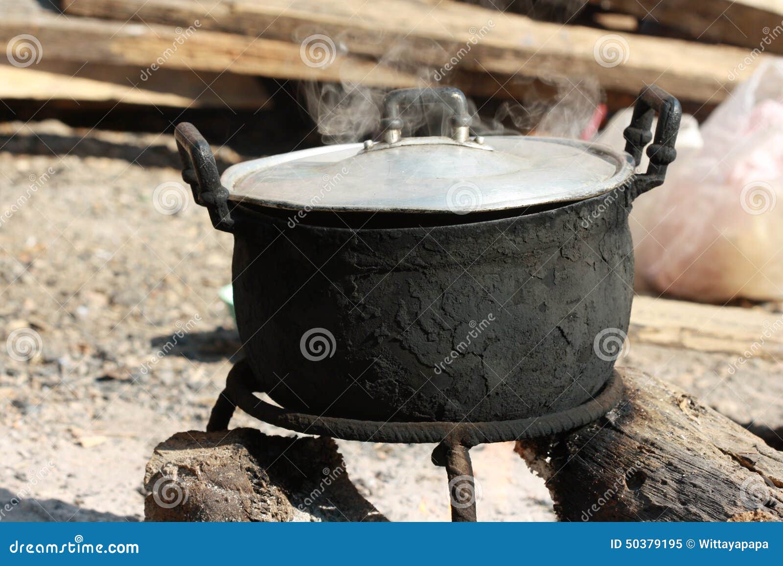 Cooking with pot stock image. Image of stainless, black - 50379195