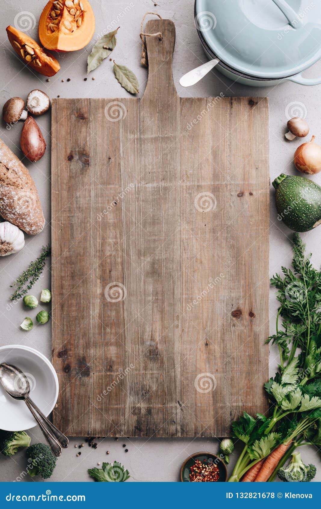 Cooking Pot and Various Organic Ingredients, Top View Stock Photo ...