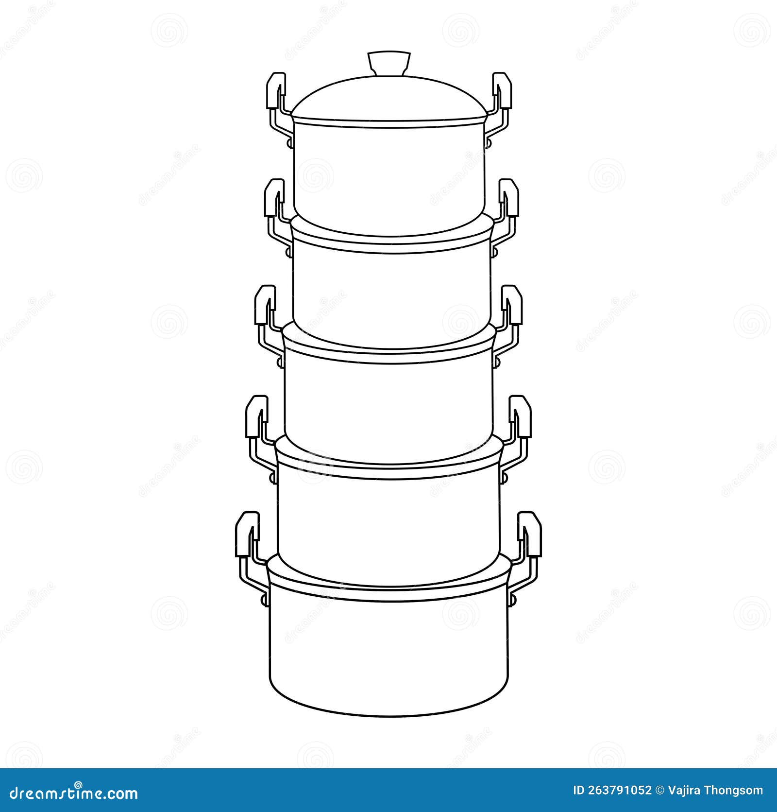 Cooking Pots Stacking with Five Sizes, Vector Illustration Stock Vector ...