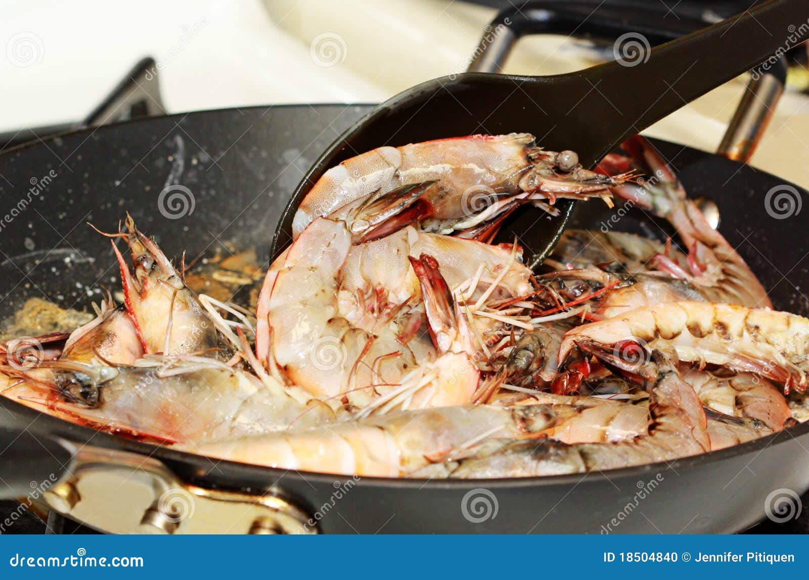 Cooking Prawns stock photo. Image of stove, steaming - 18504840