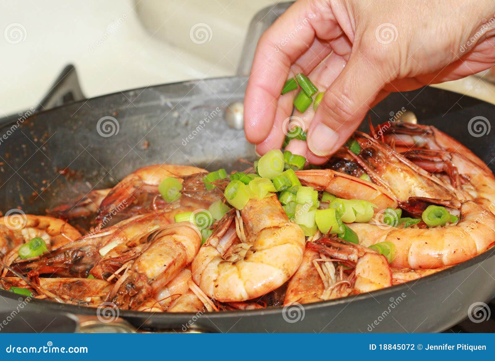 Cooking Prawns stock photo. Image of home, cooking, stove - 18845072