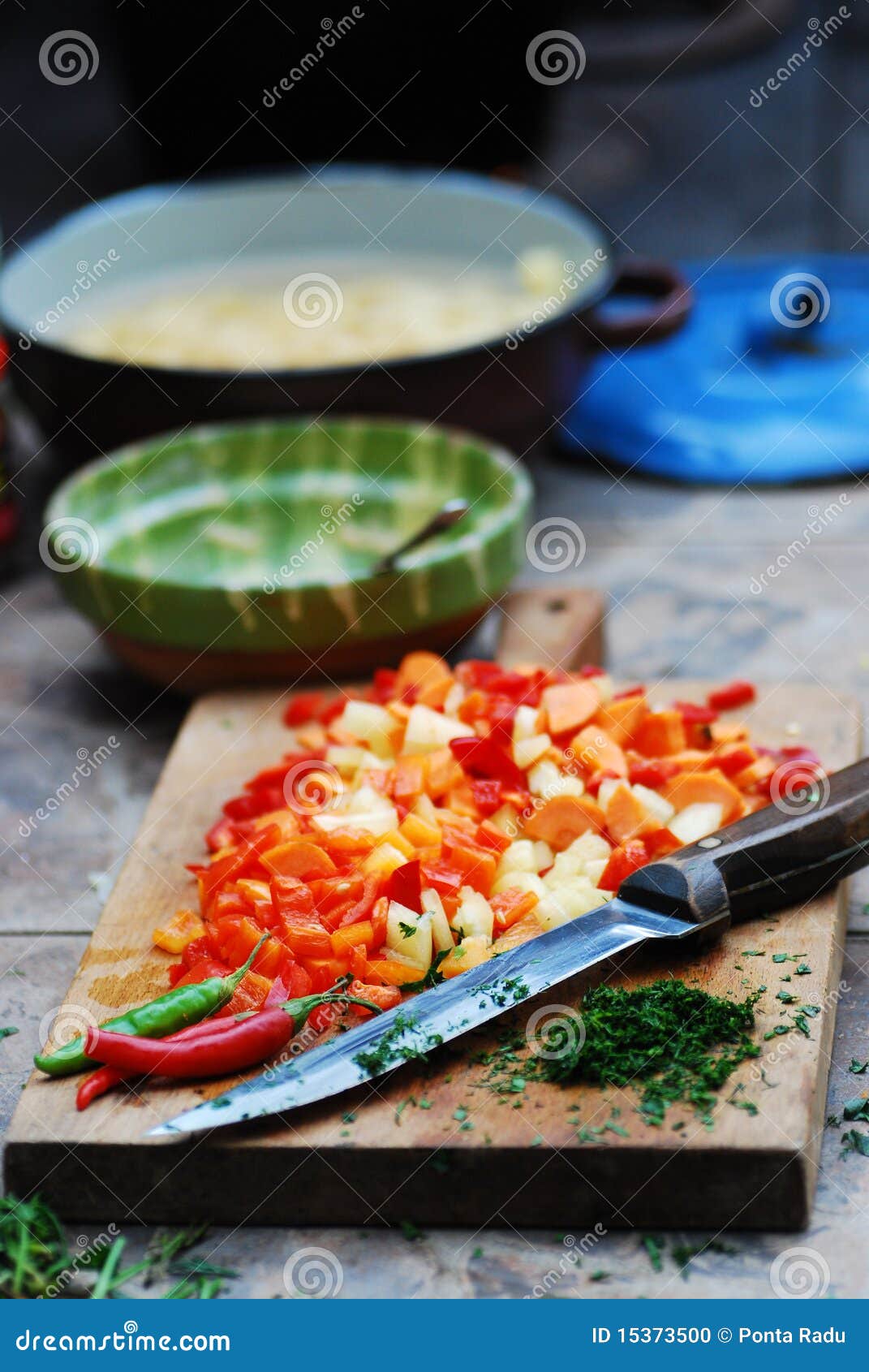 Cooking preparation stock photo. Image of carrots, green - 15373500
