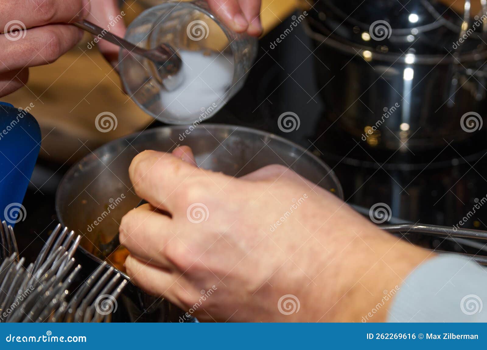 Cooking Process: Adding Ingredients To the Pot Stock Photo - Image of ...