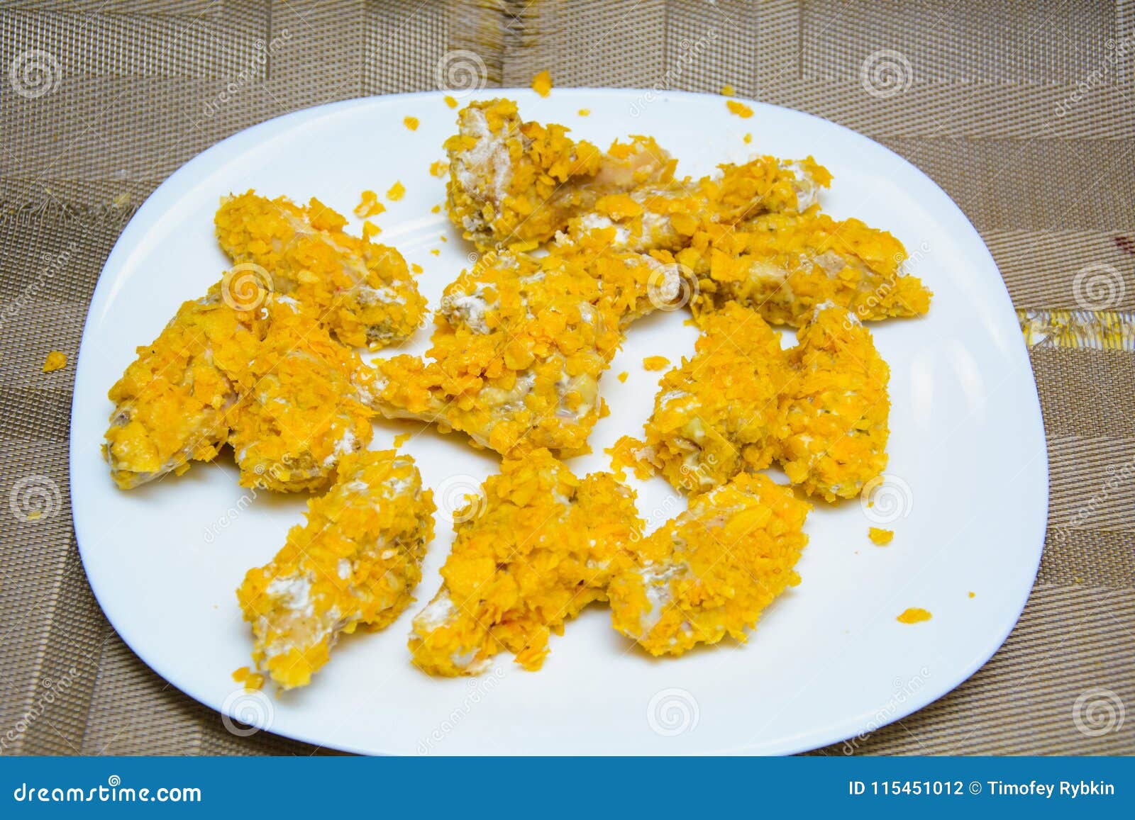 Cooking Process of Fried Chicken Wings in Breading Stock Photo - Image ...