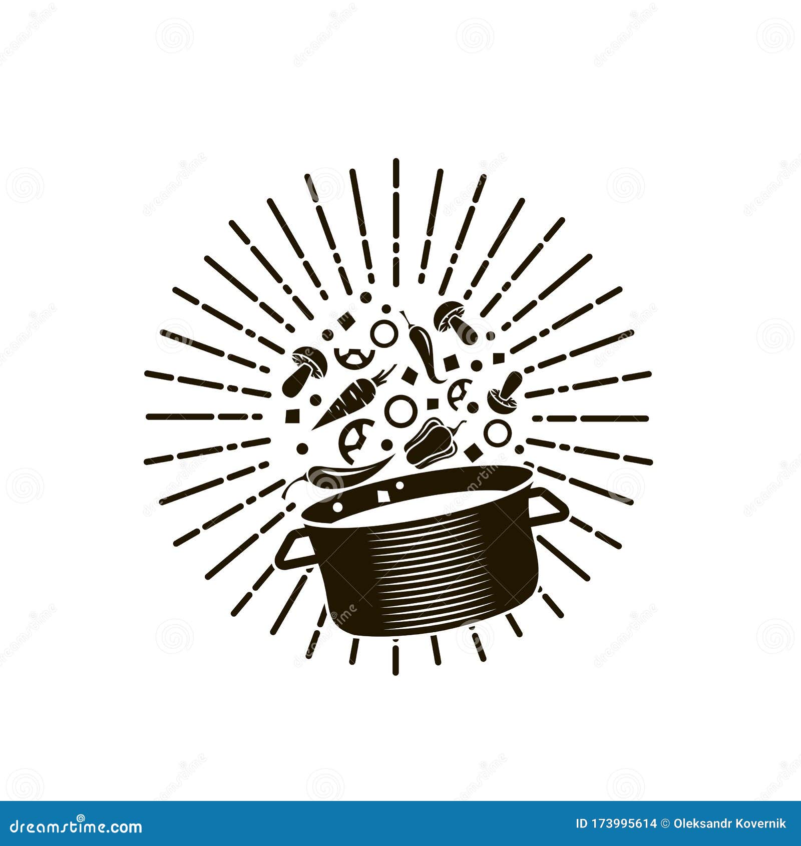 Cooking Process Vector Illustration. Flipping Asian Food In A Pan ...