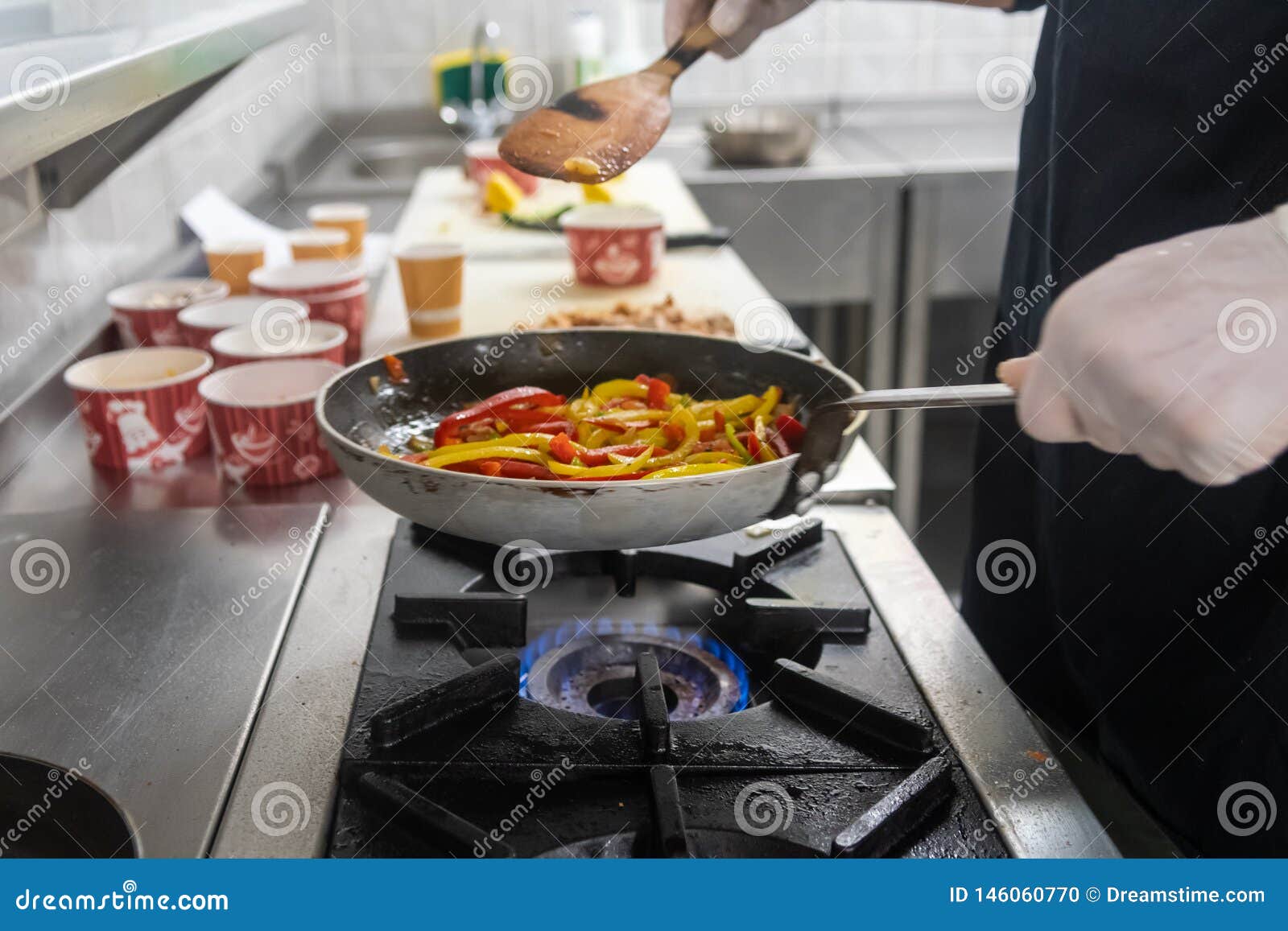 Cooking process in a pan stock photo. Image of cooked - 146060770