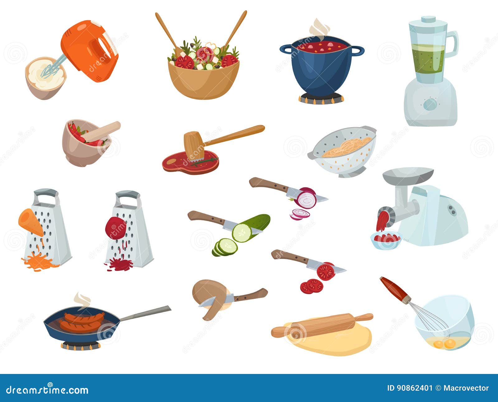 Cooking Process Set stock vector. Illustration of blending - 90862401