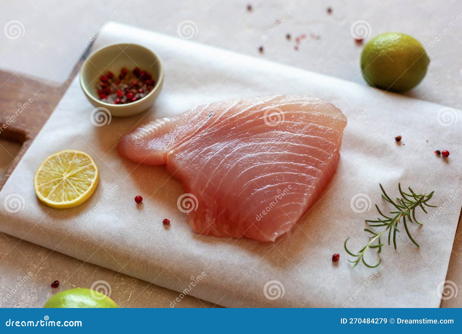 Cooking of Raw Piece of Tuna Albacore Stock Image - Image of ingredient ...