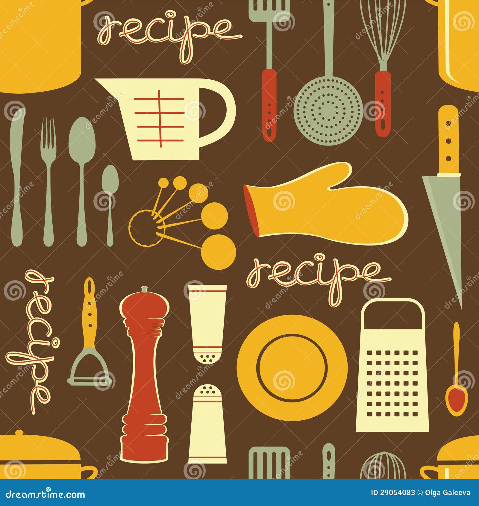 Cooking recipe pattern stock vector. Illustration of mitt - 29054083