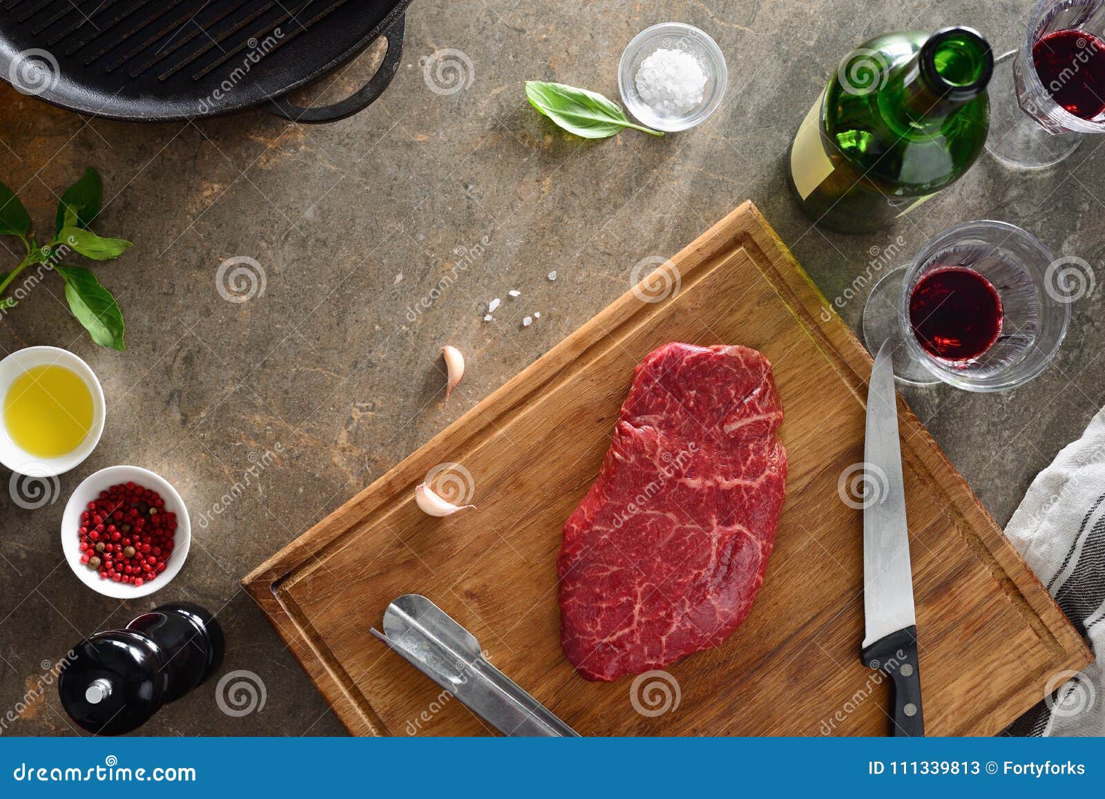 Cooking Romantic Dinner, View from Above on a Kitchen Table Stock Image ...