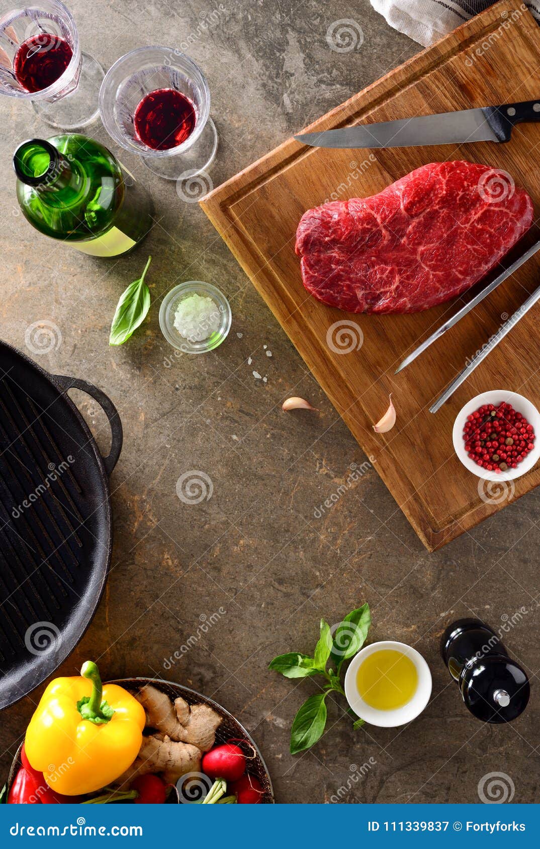 Cooking Romantic Dinner, View from Above on a Kitchen Table Stock Image ...