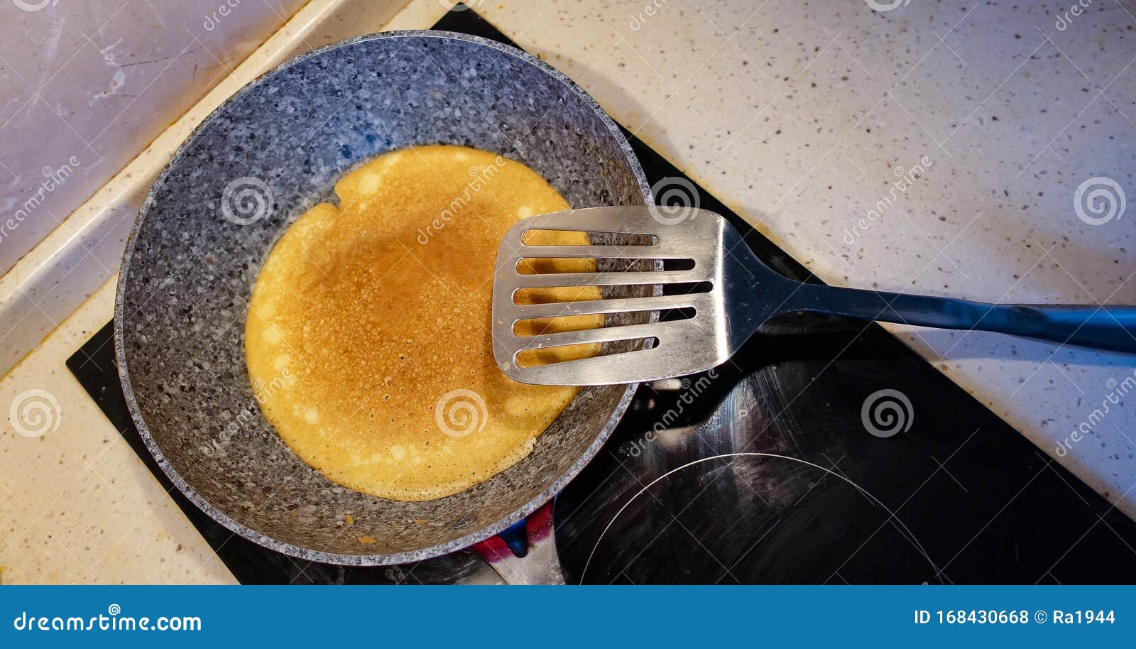 Cooking Russian Pancakes at Home in a Pan Stock Photo - Image of golden ...