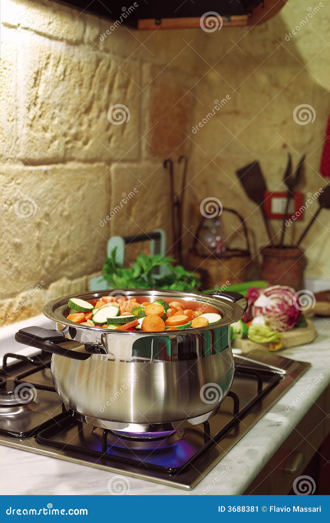 Cooking in rustic kitchen stock image. Image of board - 3688381