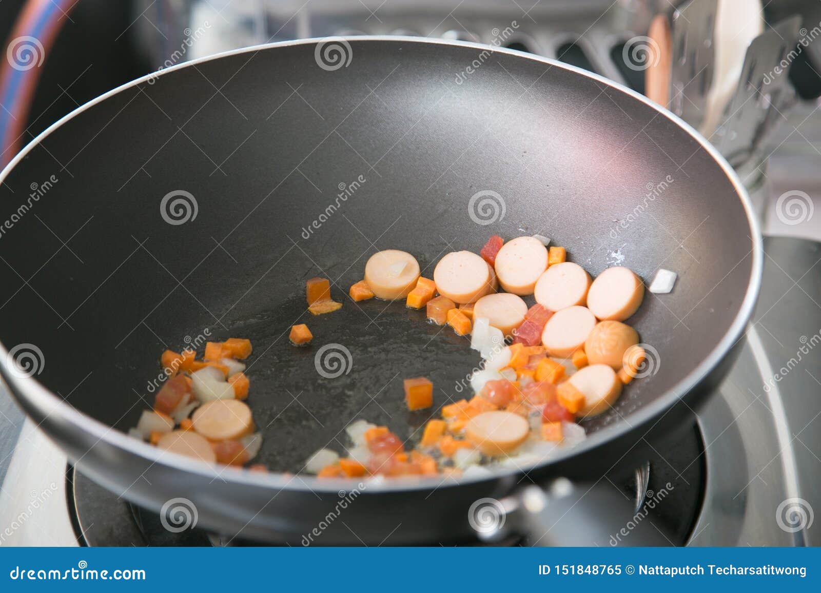 Cooking Sausages in the Dripping Pan with Oil Stock Image - Image of ...