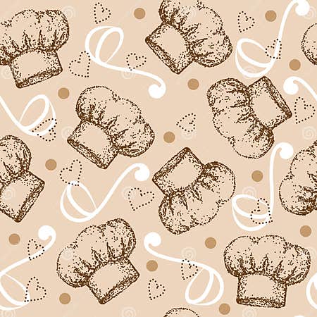 Cooking Seamless Pattern with Chef Hat Stock Vector - Illustration of ...