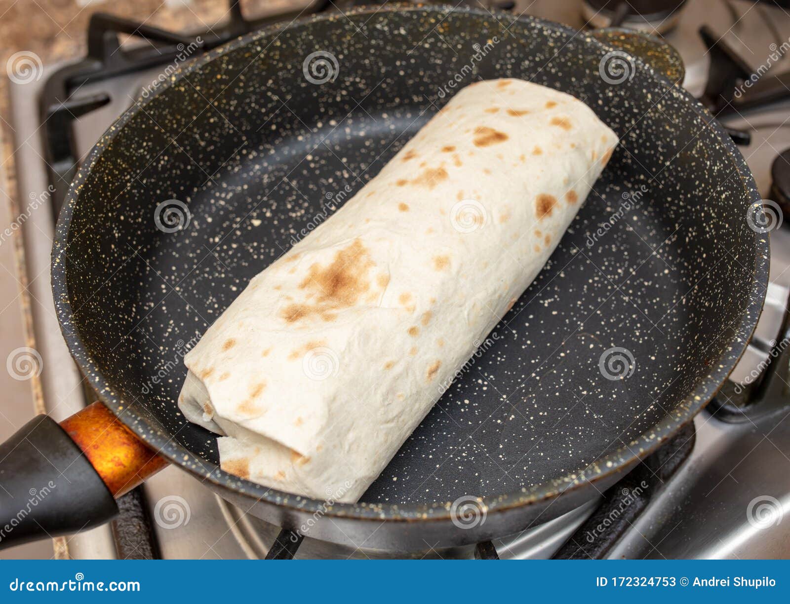 Cooking Shawarma in the Kitchen in the House Stock Image - Image of ...