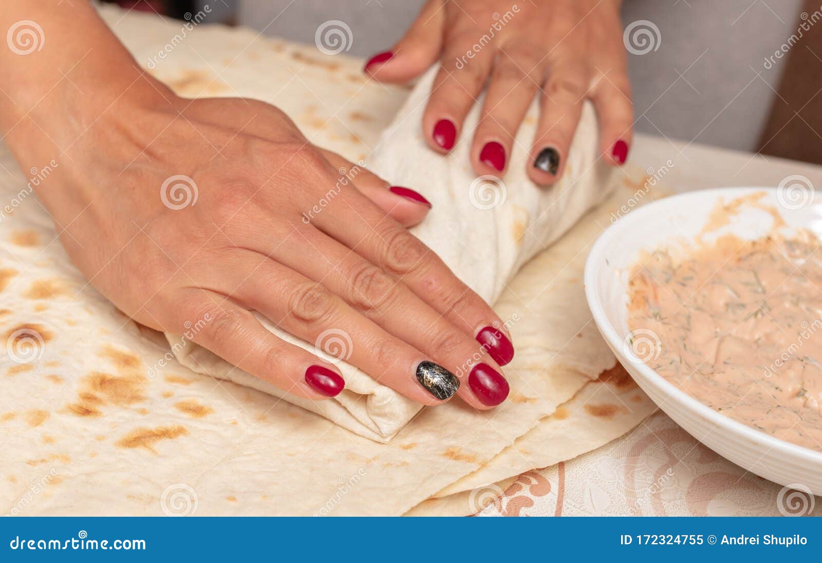 Cooking Shawarma in the Kitchen in the House Stock Image - Image of ...