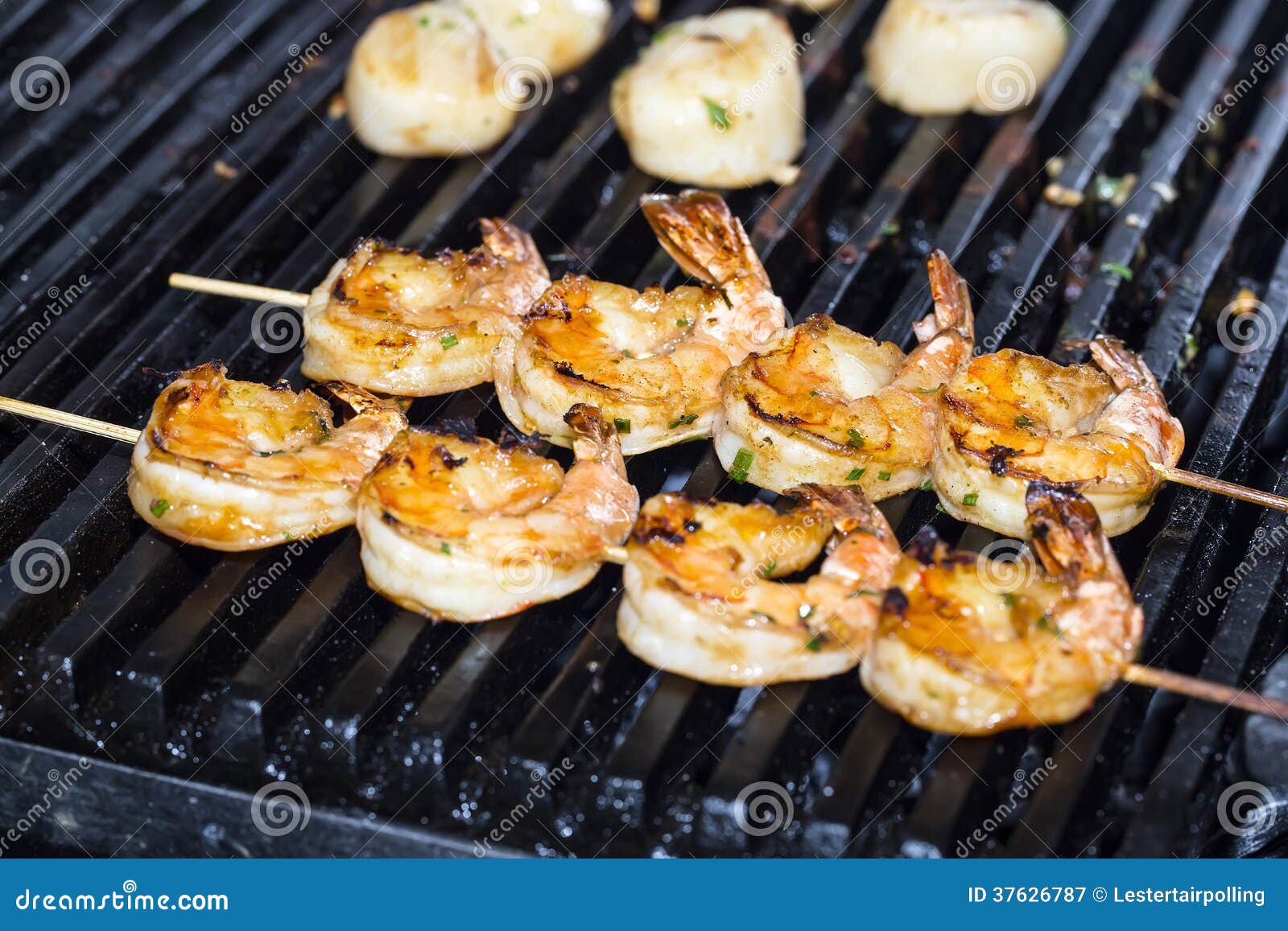 Cooking Shrimp on the Grill Stock Image - Image of prawn, barbecue ...