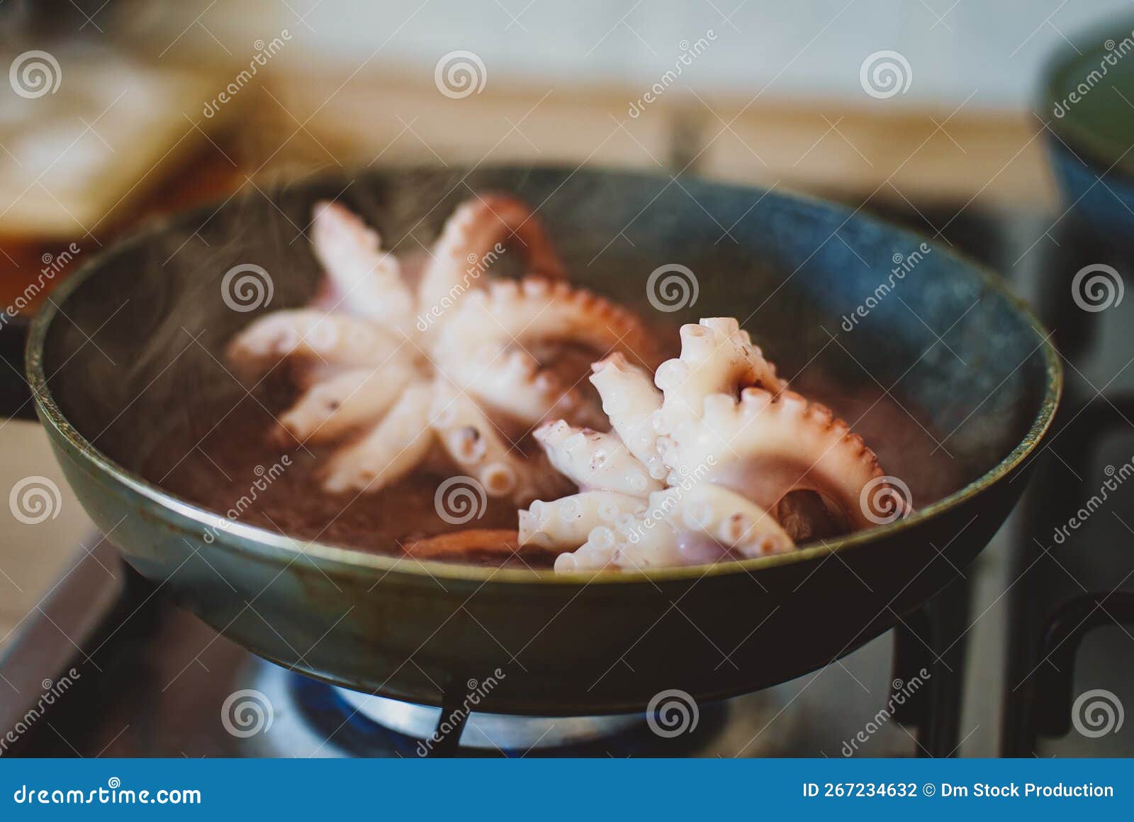Cooking small octopuses stock photo. Image of food, korea - 267234632