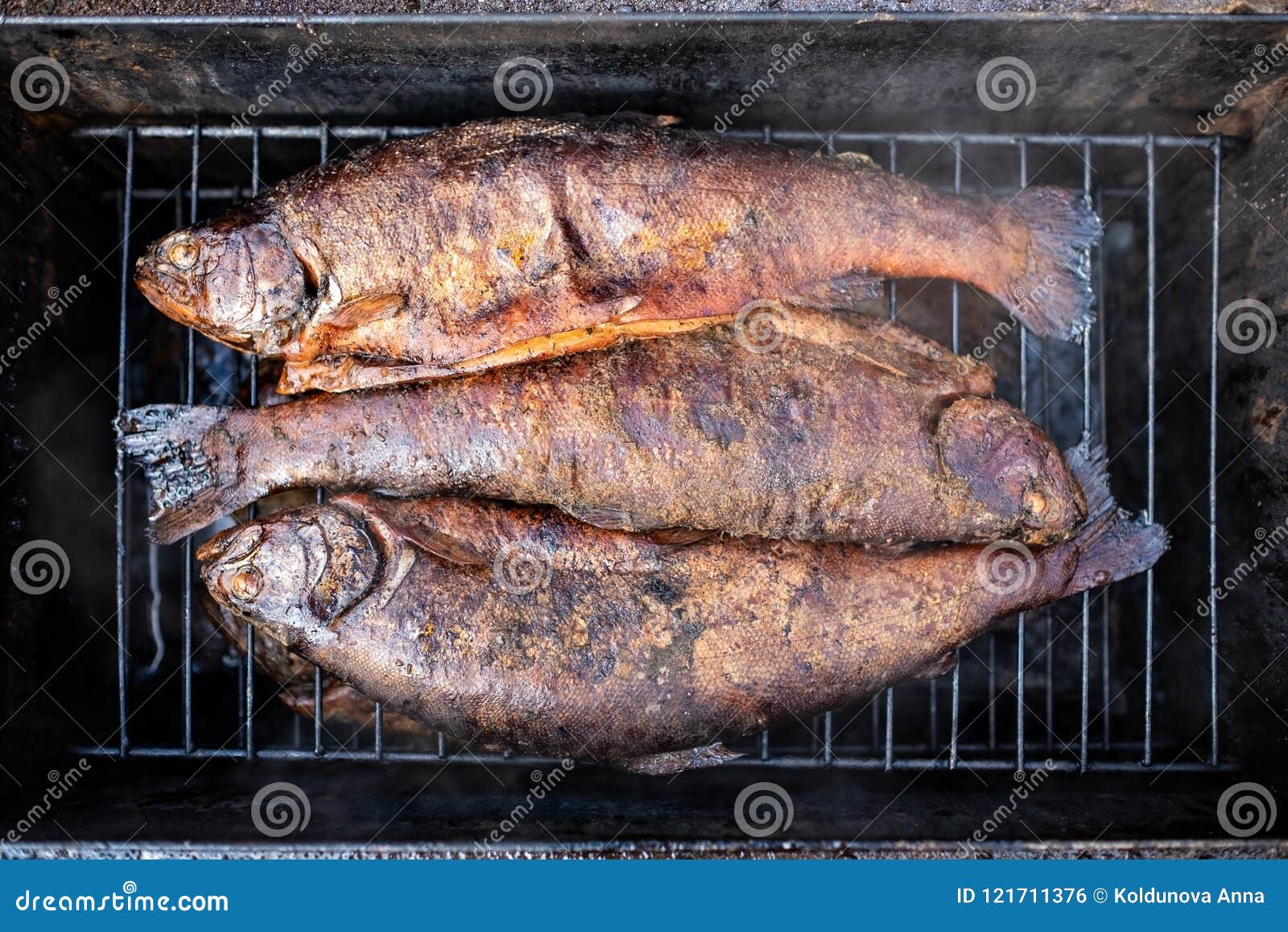Cooking Smoked Fish on a Rustic Style Stock Photo - Image of herring ...