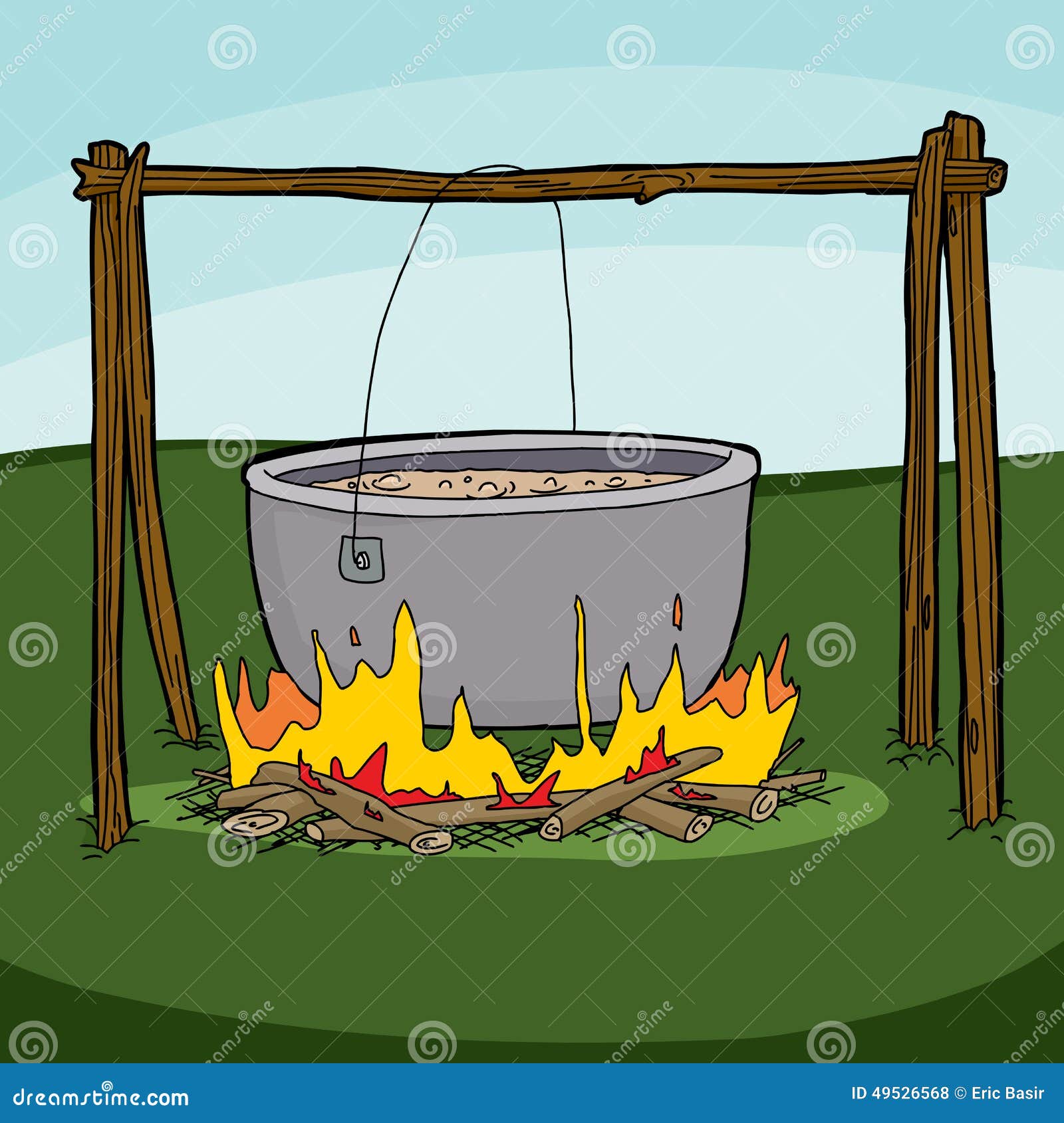 Cooking Soup in Campfire stock illustration. Illustration of grill ...