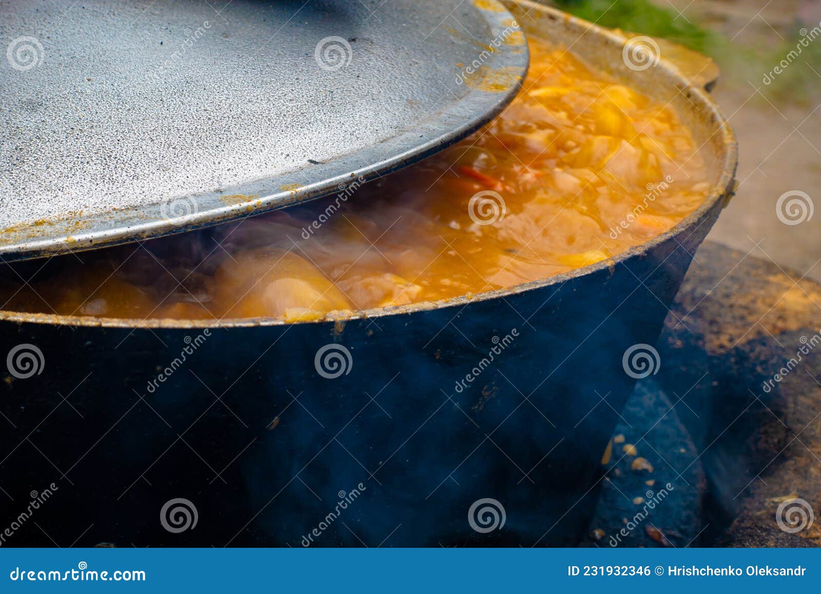 Cooking Soup in an Iron Tub at the Stake Stock Photo - Image of antique ...