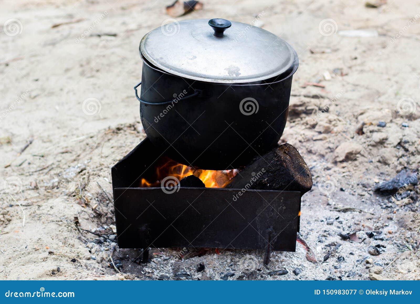 Cooking Soup in a Pot on the Fire Stock Image - Image of cooking ...