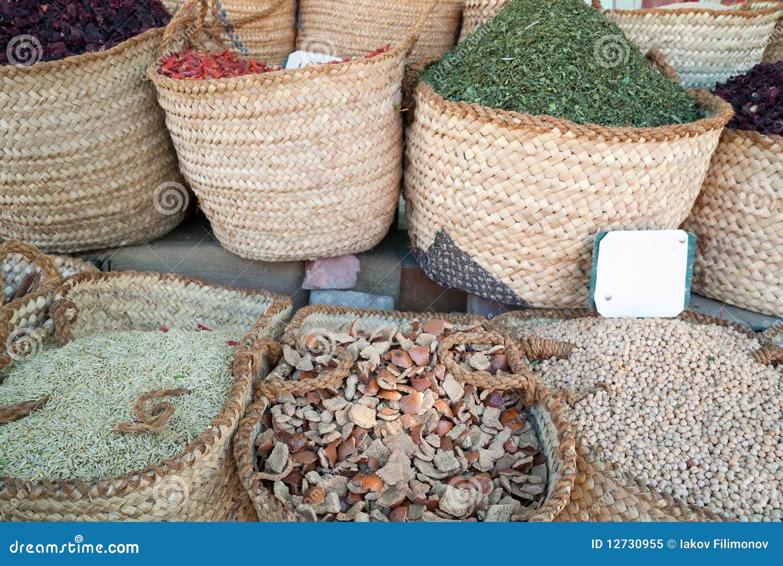 Cooking Spices in Baskets on Sale Stock Image - Image of basket, asia ...