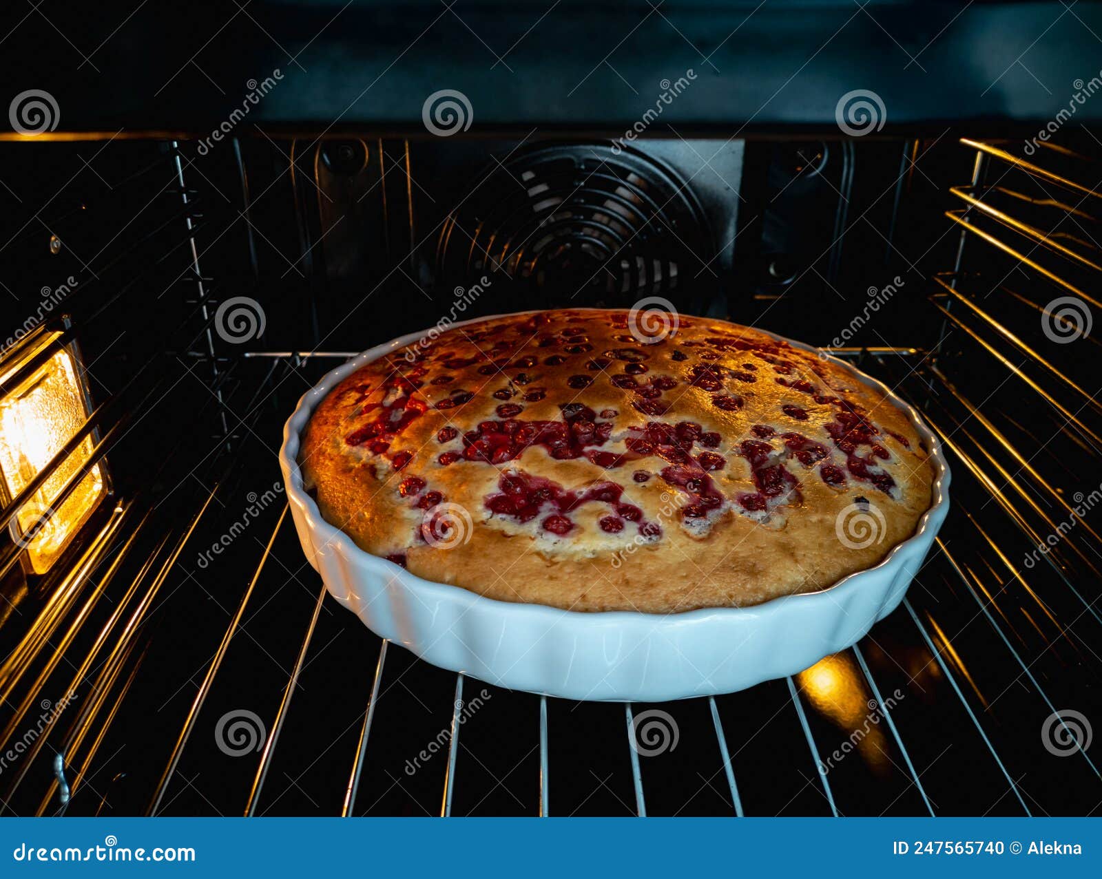 Cooking a Sponge Cake with Berries in the Oven Stock Photo - Image of ...