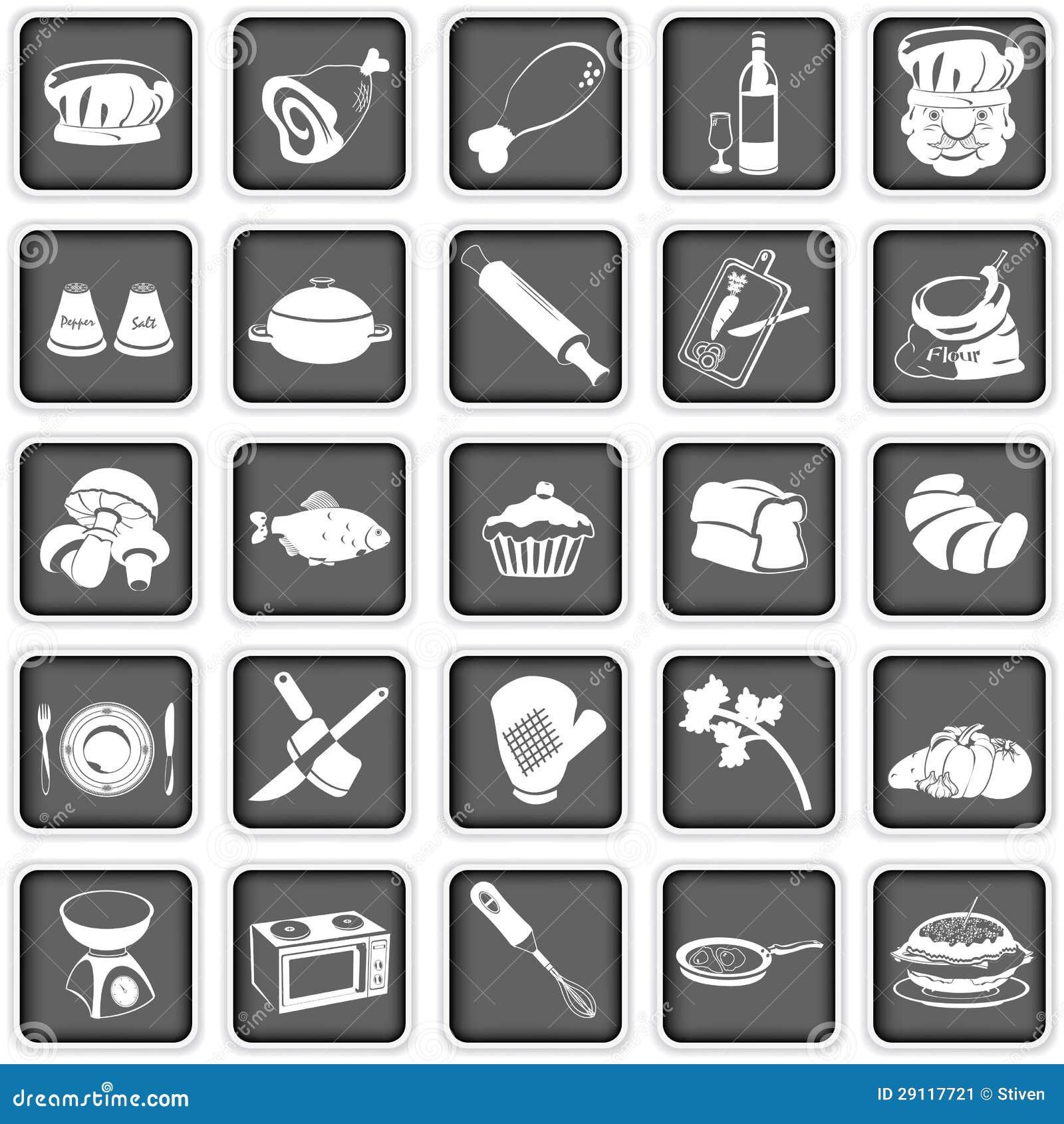 Cooking squared icons stock vector. Illustration of mushrooms - 29117721