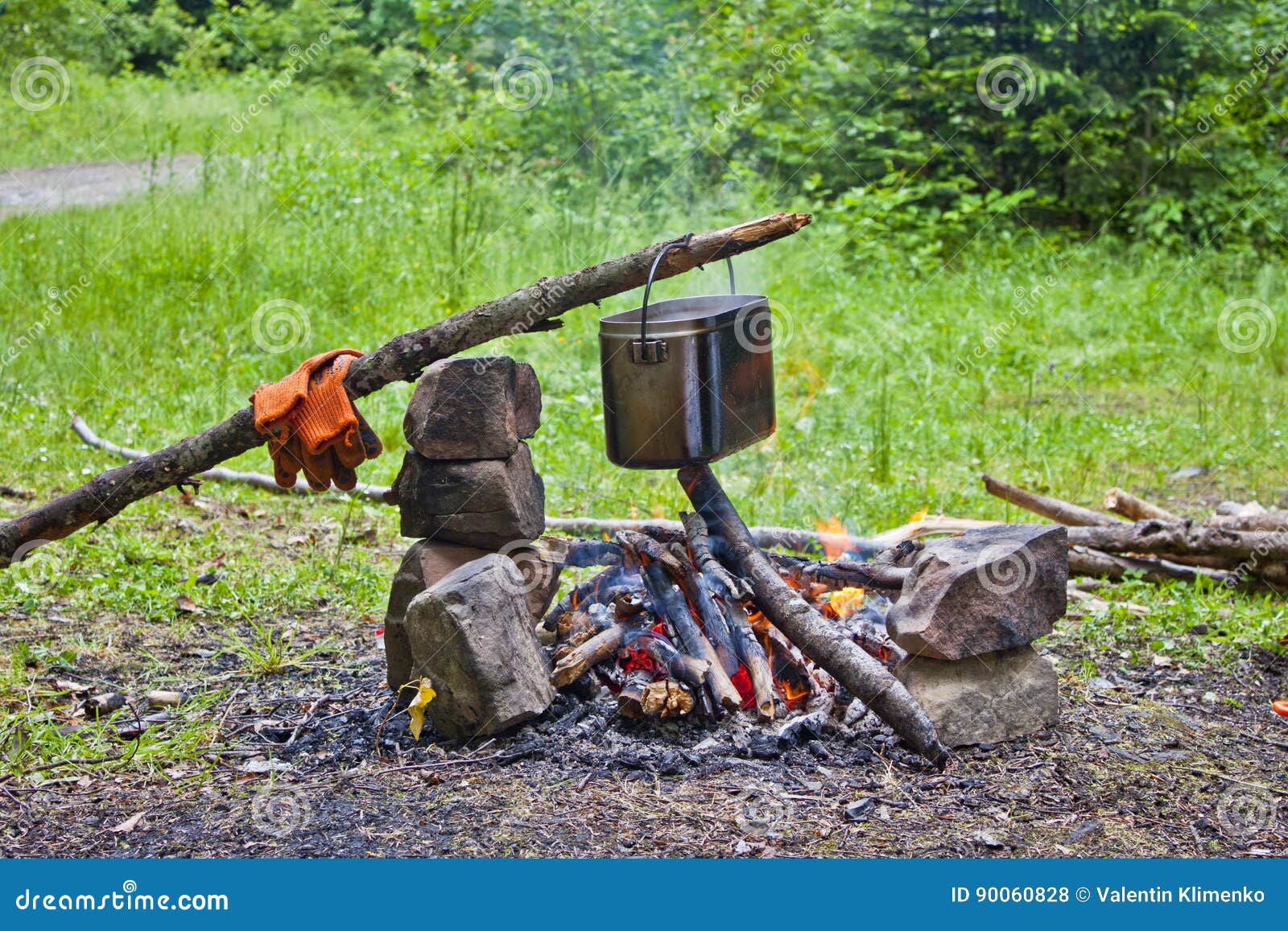 Cooking at the stake stock photo. Image of diet, bonfire - 90060828