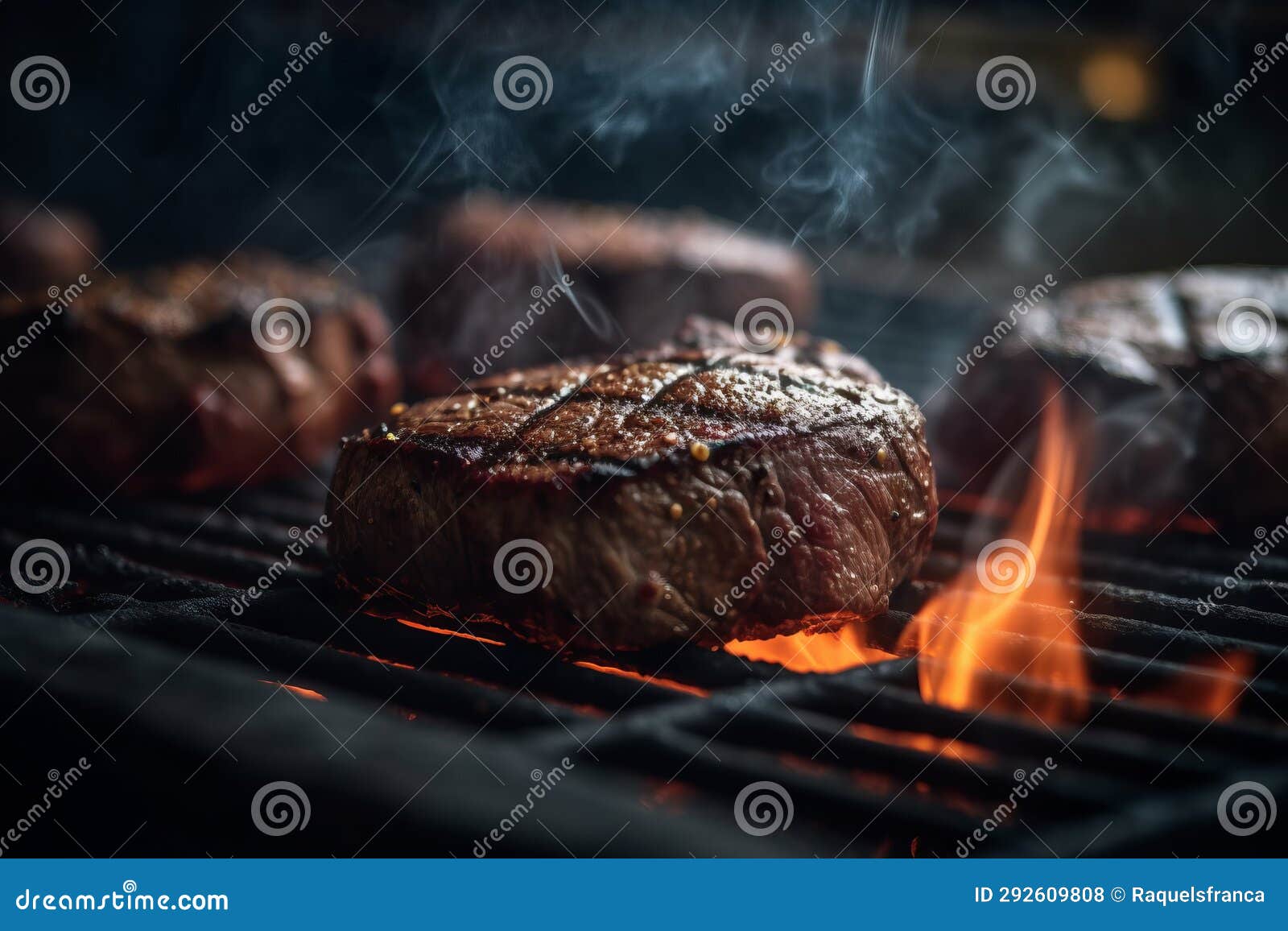 Cooking a Stake on the Grill Stock Illustration - Illustration of cook ...