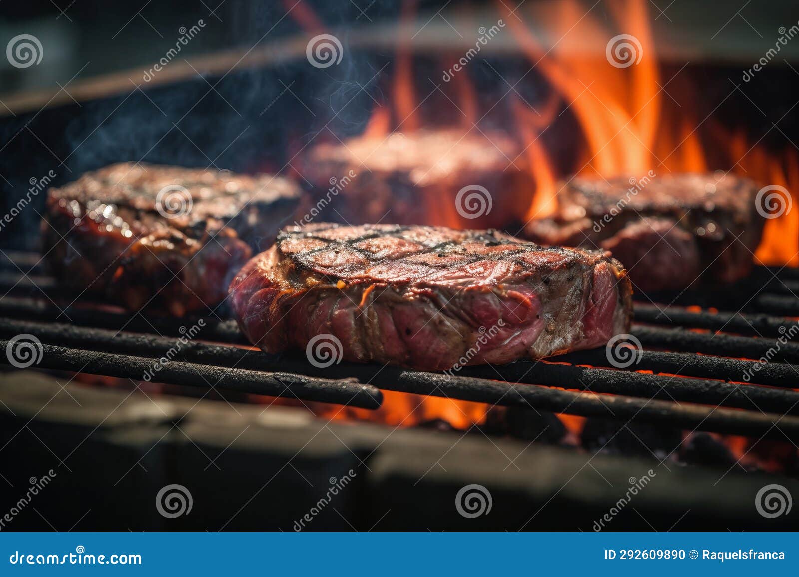 Cooking a Stake on the Grill Stock Illustration - Illustration of beef ...