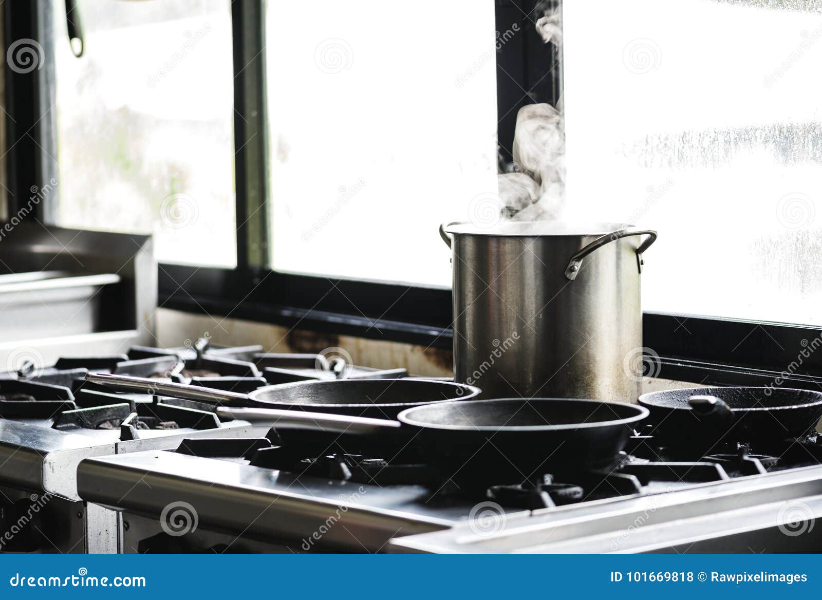 Cooking Station in the Kitchen Stock Photo - Image of restaurant, stove ...