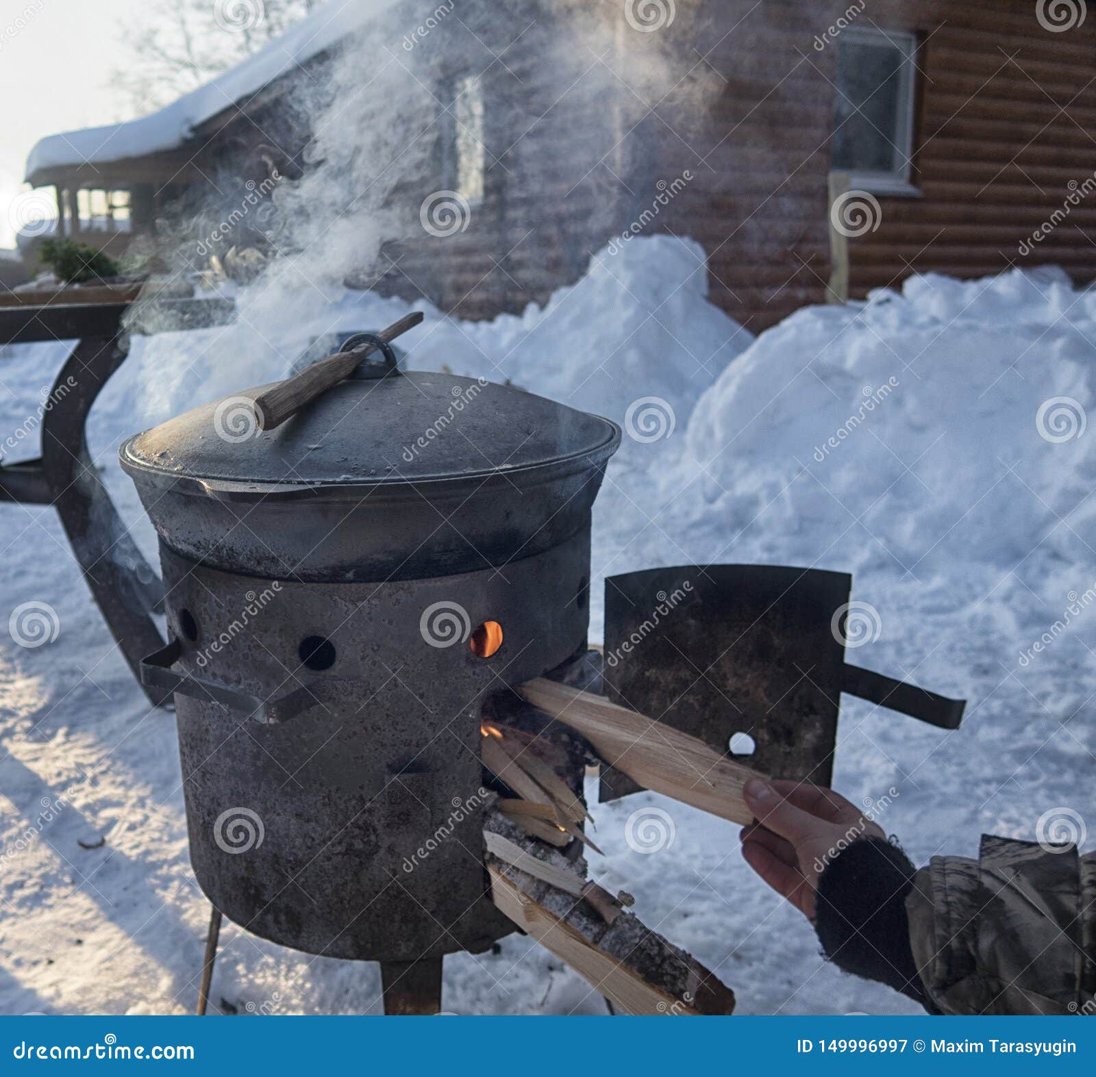Cooking on the Stove. Beautiful View from Above. Stock Image - Image of ...