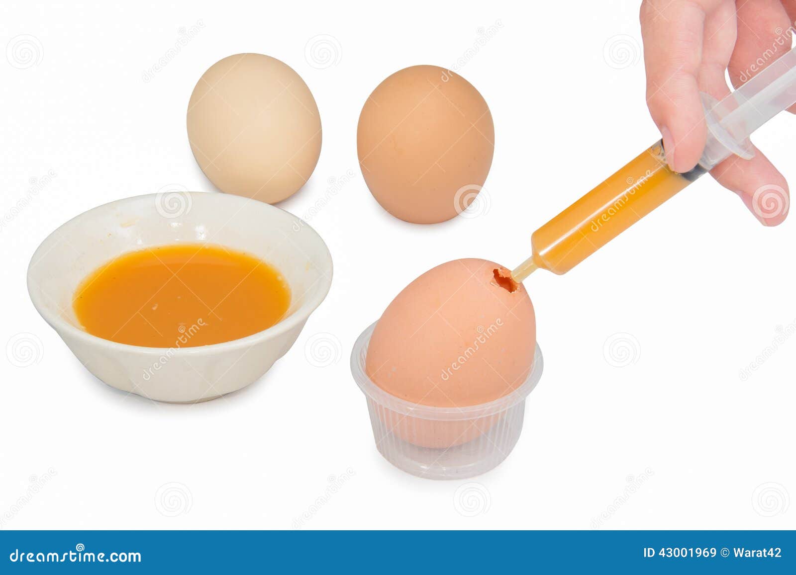 Cooking Stream Egg, Beaten Eggs with Syringes in Eggshell Stock Image ...