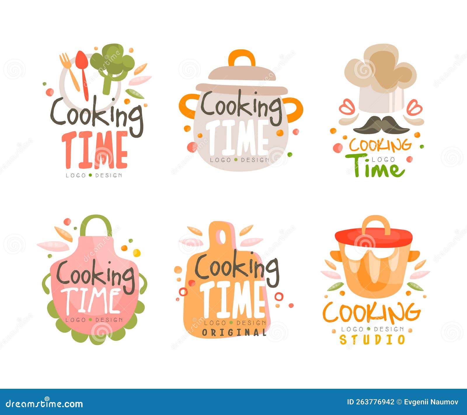 Cooking Studio Logo Design with Different Kitchen Utensils Vector Set ...