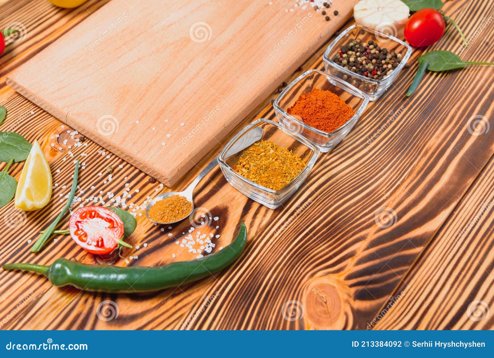 Cooking Table. Background with Spices and Vegetables. Top View Stock ...