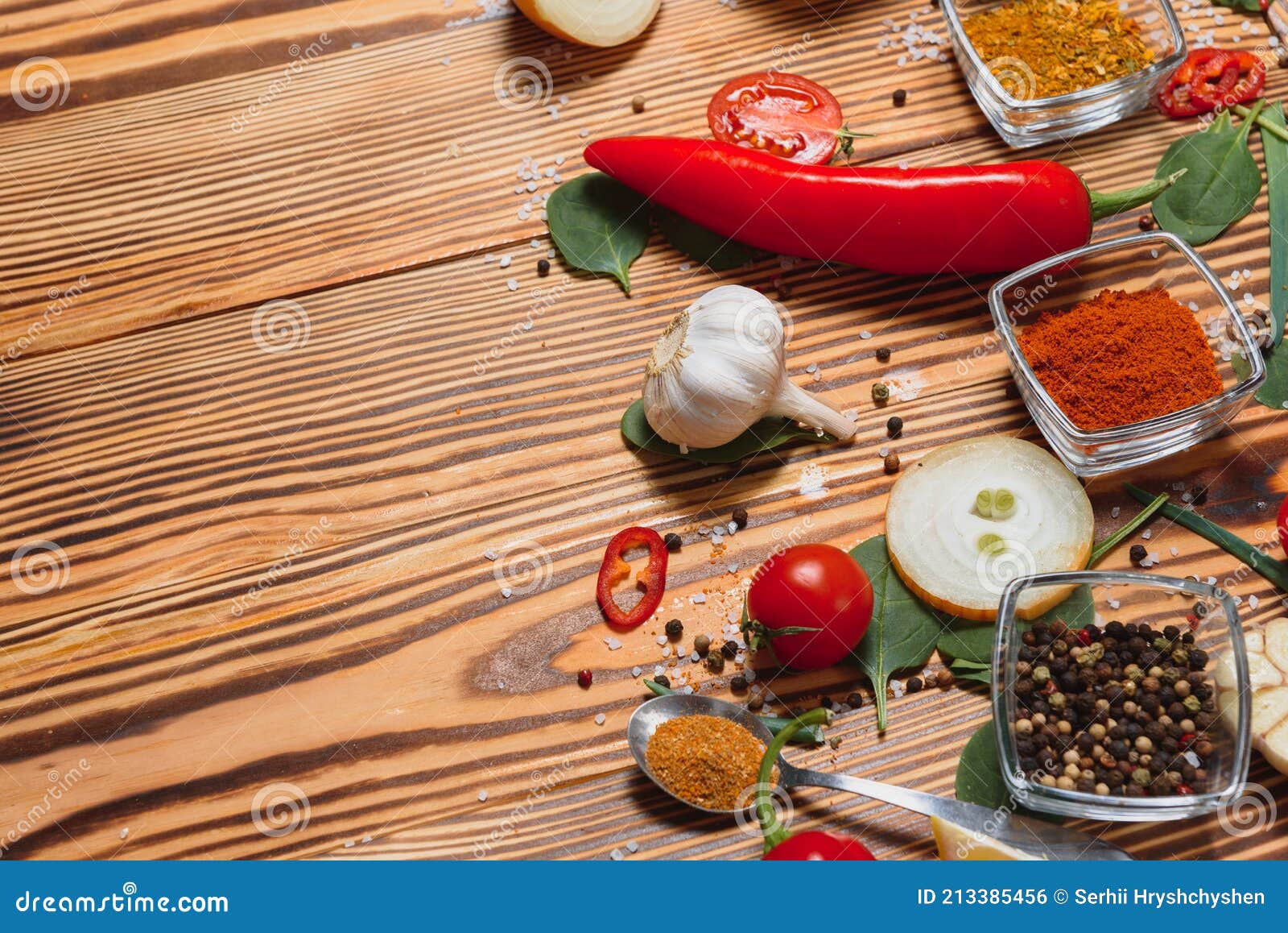 Cooking Table. Background with Spices and Vegetables. Top View Stock ...