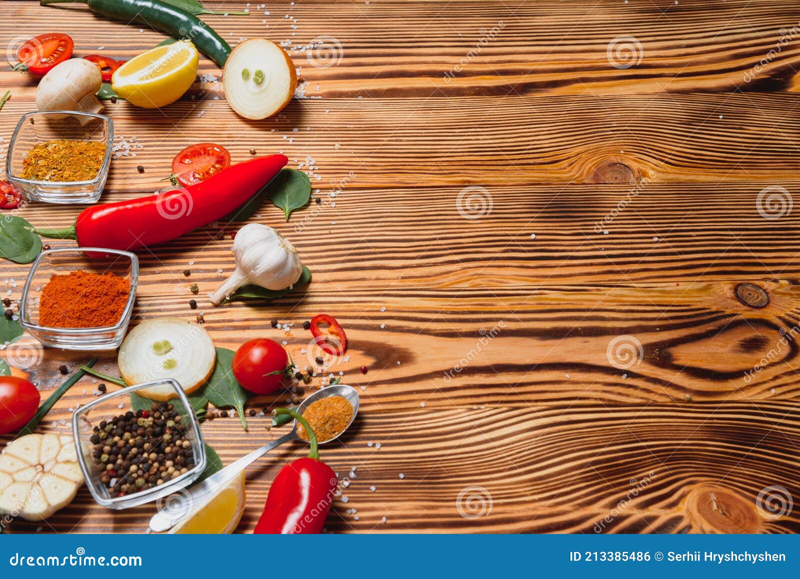 Cooking Table. Background with Spices and Vegetables. Top View Stock ...