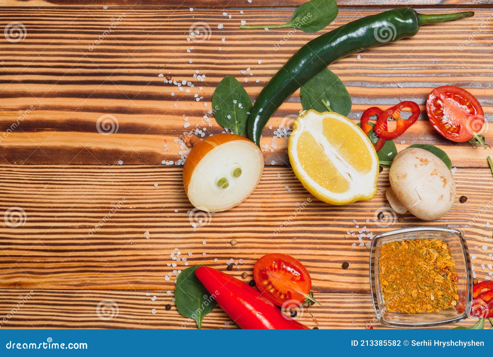 Cooking Table. Background with Spices and Vegetables. Top View Stock ...