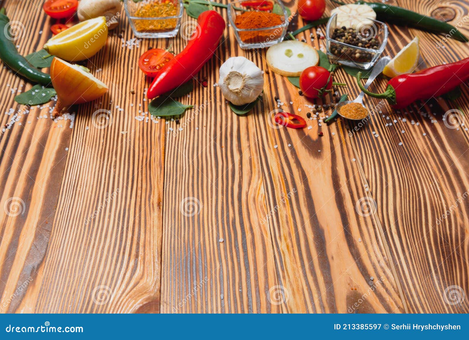 Cooking Table. Background with Spices and Vegetables. Top View Stock ...