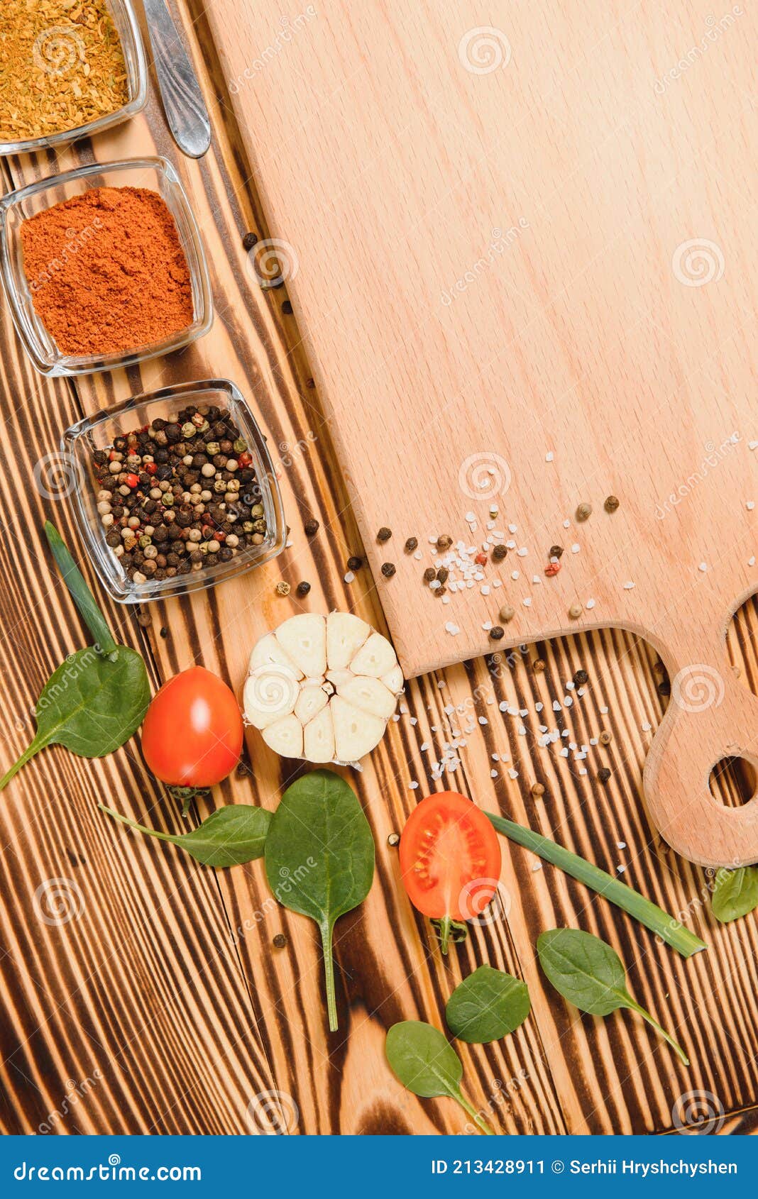 Cooking Table. Background with Spices and Vegetables. Top View Stock ...