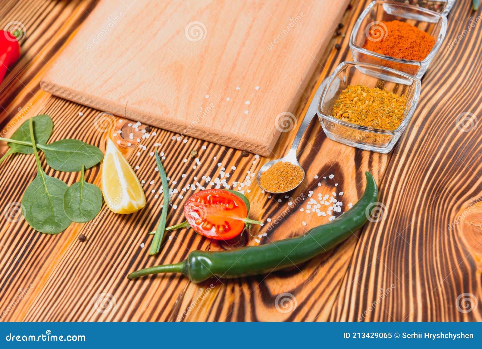 Cooking Table. Background with Spices and Vegetables. Top View Stock ...