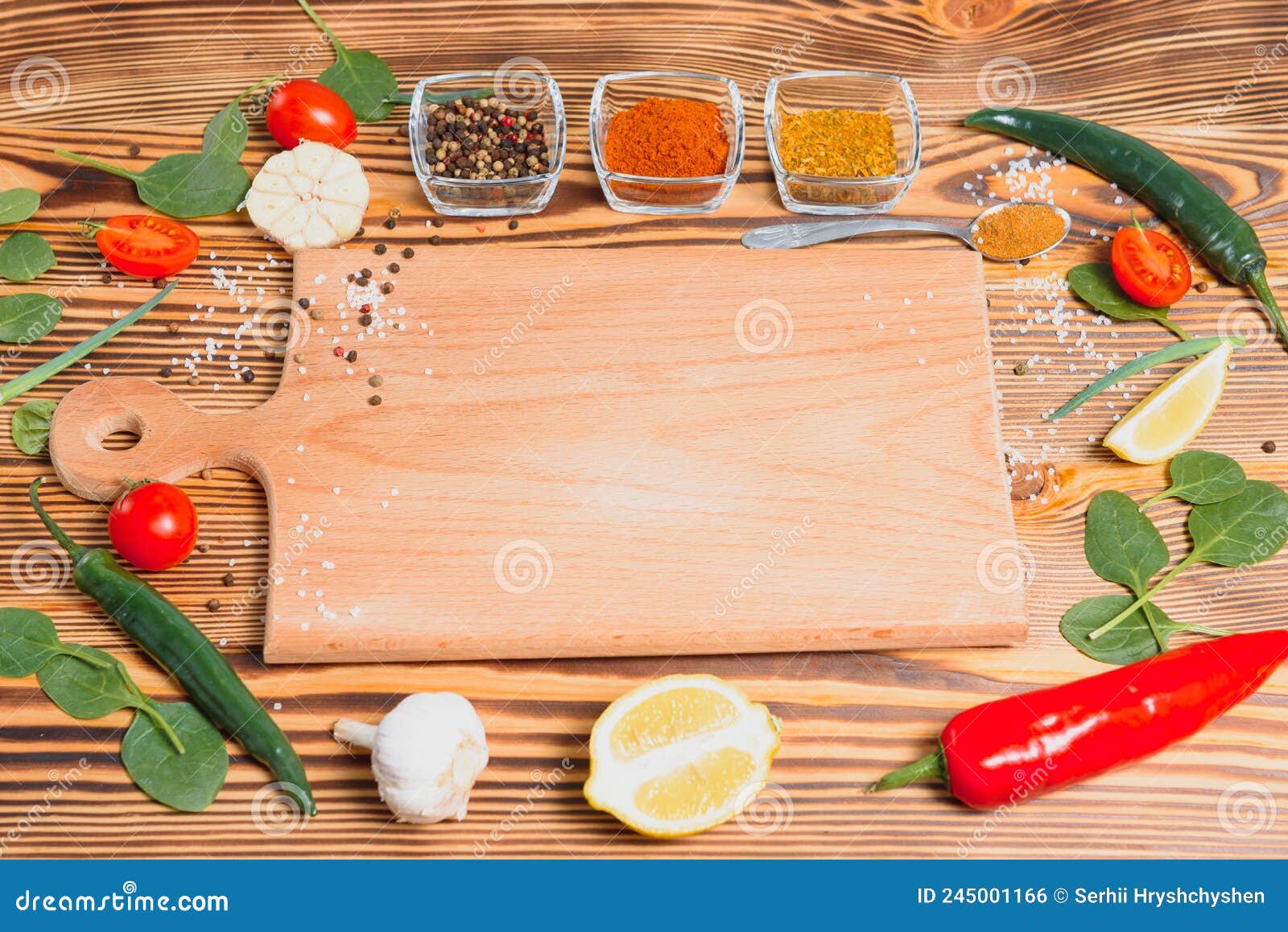 Cooking Table. Background with Spices and Vegetables. Top View Stock ...